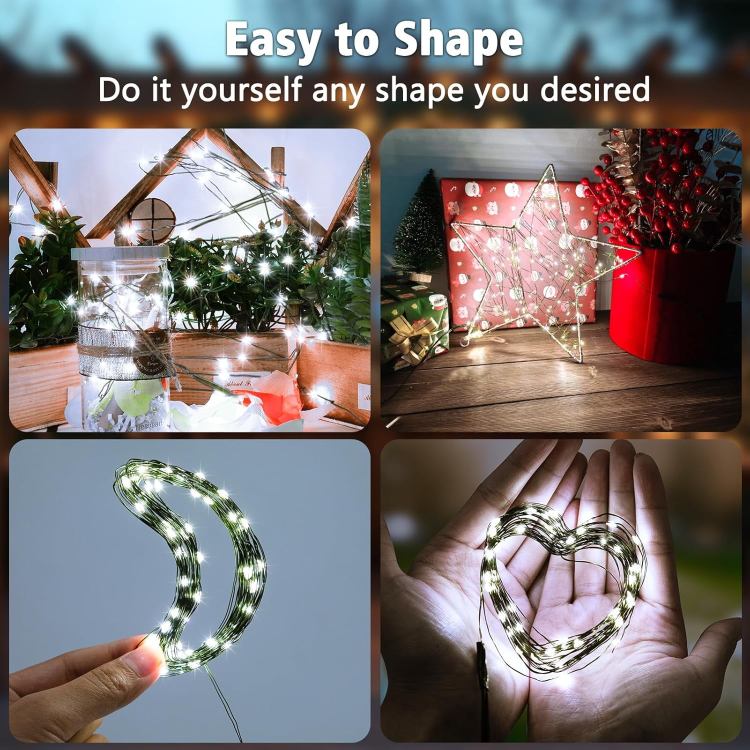 PYYAN-4 Pack Christmas Fairy Lights Battery Operated, 16.4FT 50 LED ...