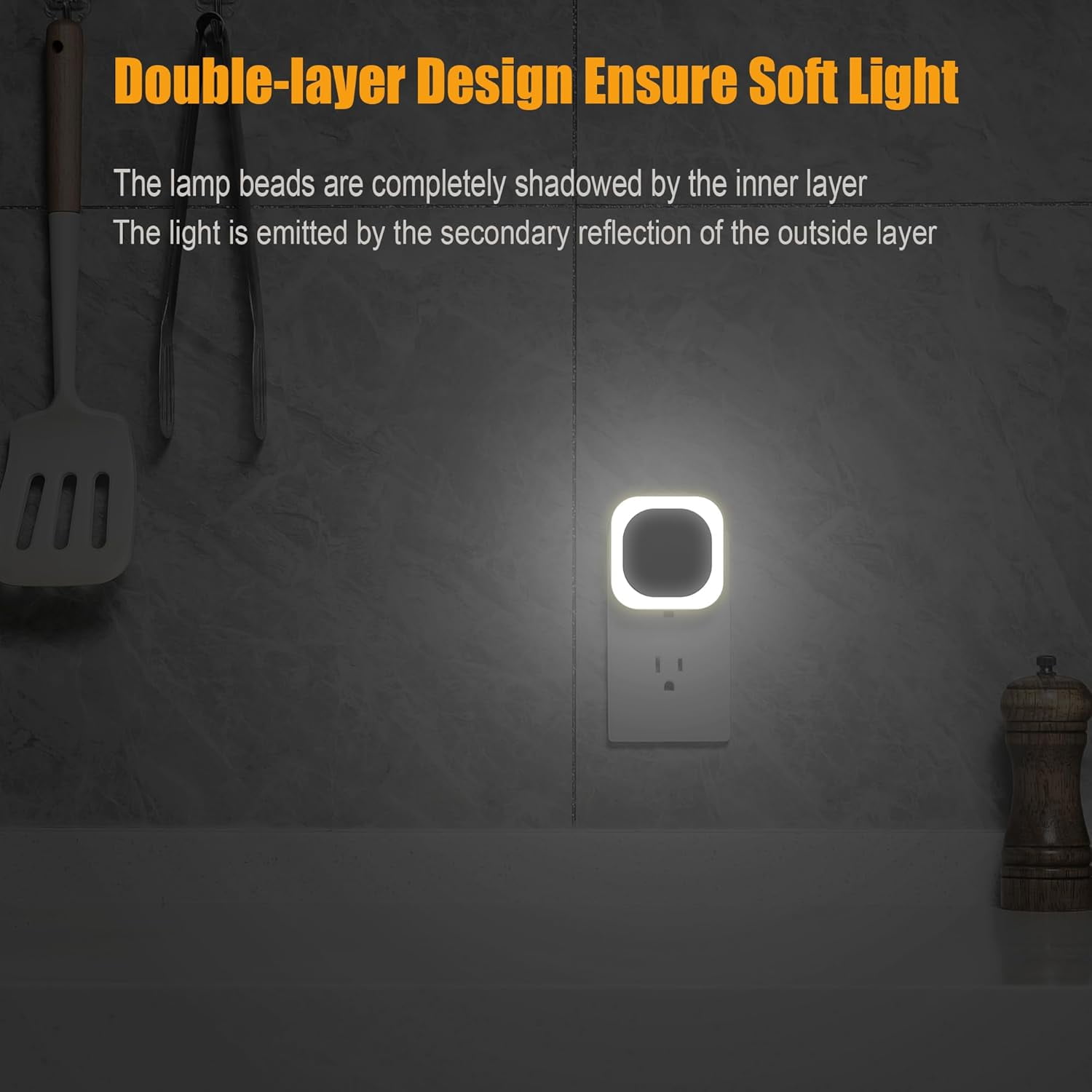 PYYAN-4 Pack Daylight White Night Light, Gentle Eye-Care with Dimmable ...
