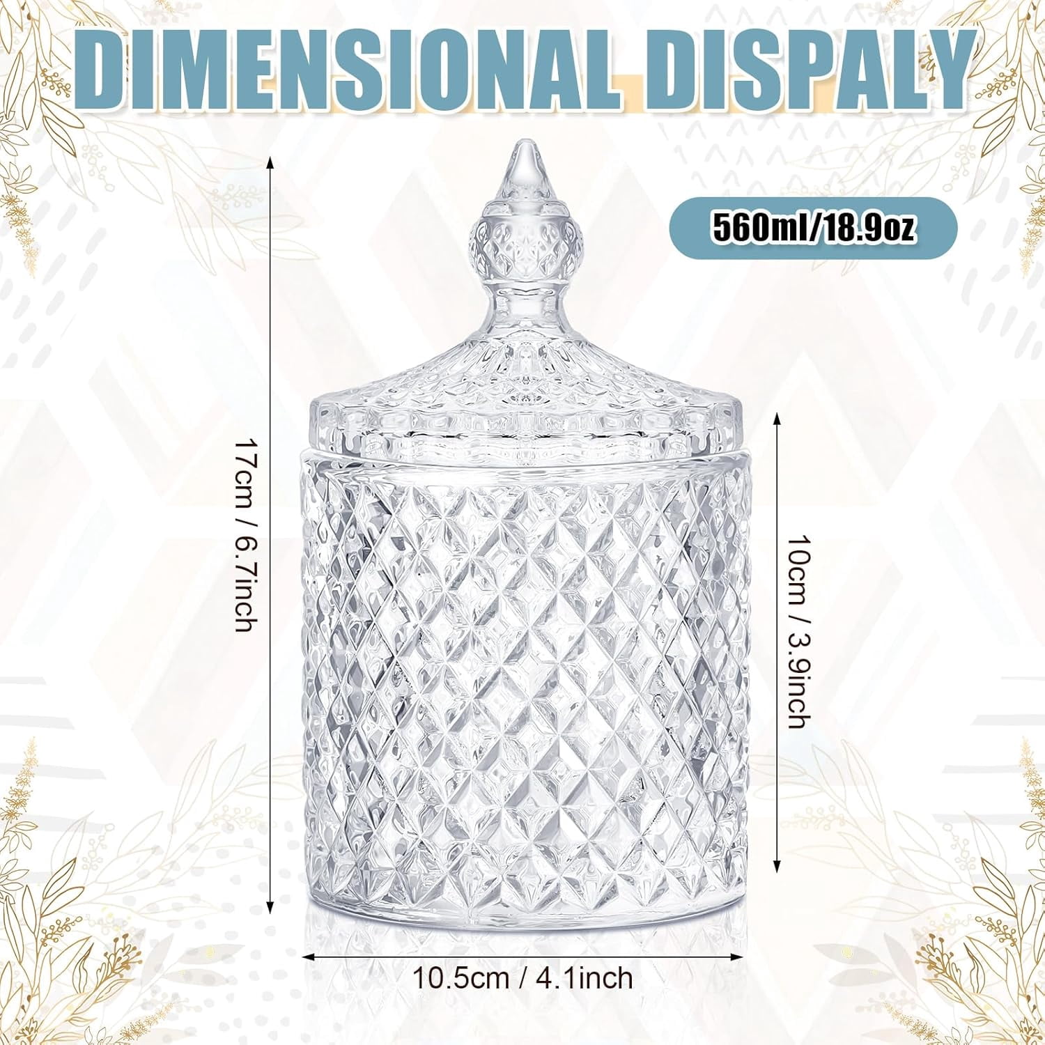 PYYAN-4 Pcs Crystal Glass Candy Jar Set with Lids Home Decorative ...