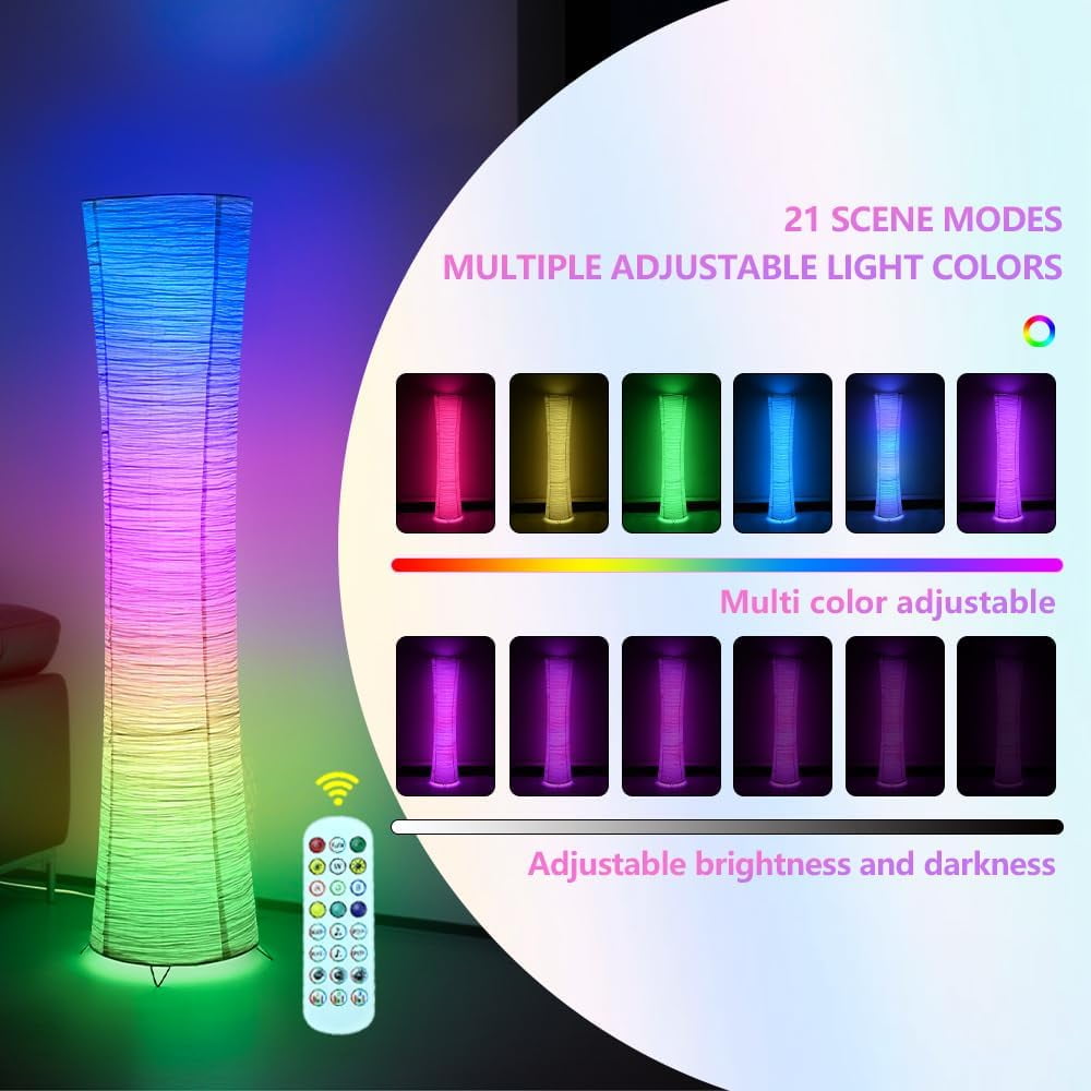 PYYAN-44'' Smart RGB Floor Lamps for Bedroom, Modern LED Corner Lamp ...