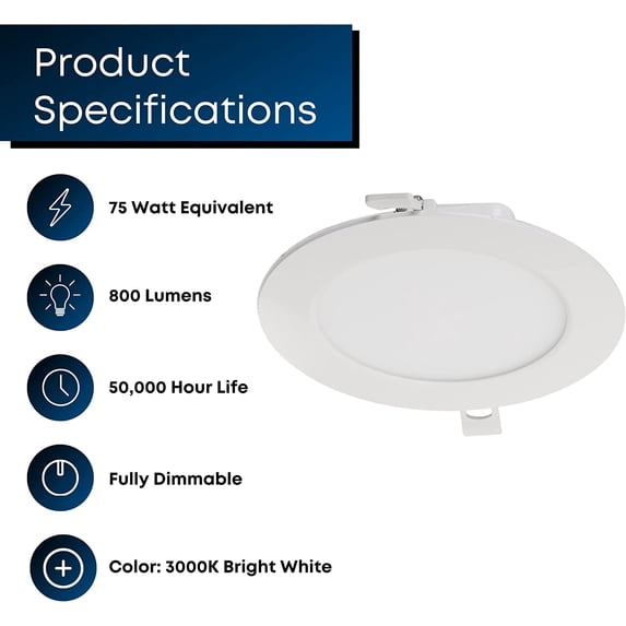 PYYAN-5-6" LED Canless Recessed Downlight with Integrated J-Box, 75W ...