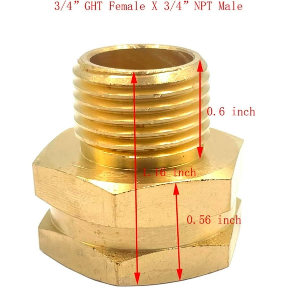 PYYAN-5 Pack 3/4”GHT Female X 3/4”NPT Male Solid Brass Garden Hose ...