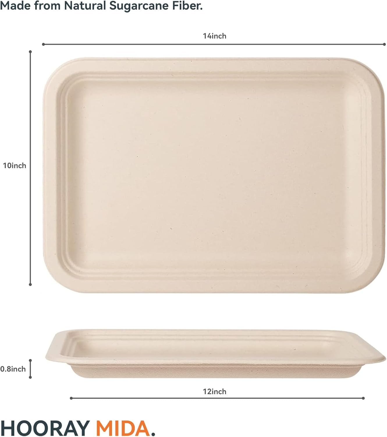PYYAN-50 Pack 14-Inch Heavy-Duty Compostable Food Trays | Extra Large ...