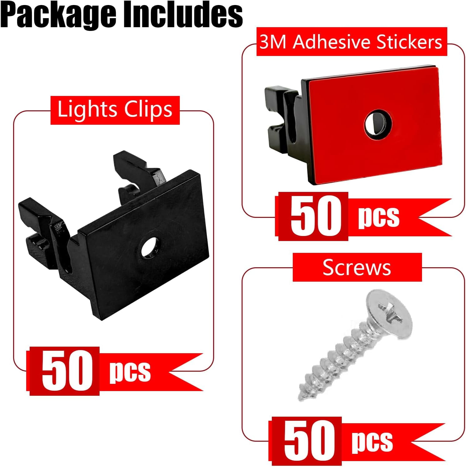 PYYAN-50 Pack Christmas Lights Clips with Screws and Adhesive Stickers ...