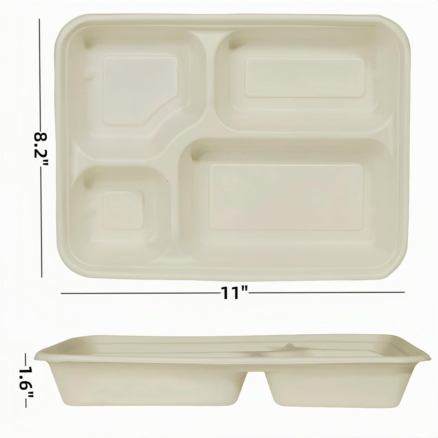 PYYAN-50 Pack Compartment Paper Plates, Natural Sugarcane School Lunch ...