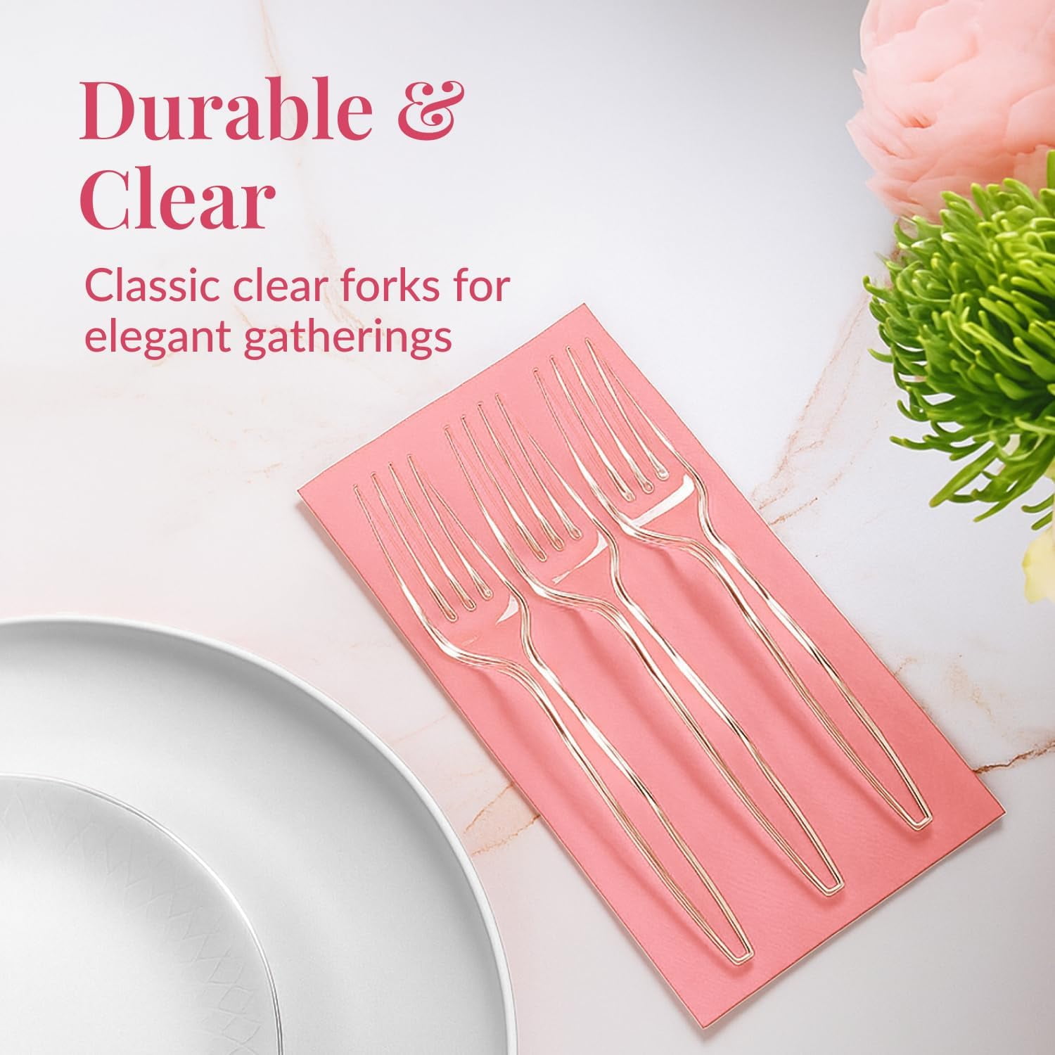 PYYAN-500 Clear Plastic Forks - Heavyweight Disposable Forks, Sturdy ...