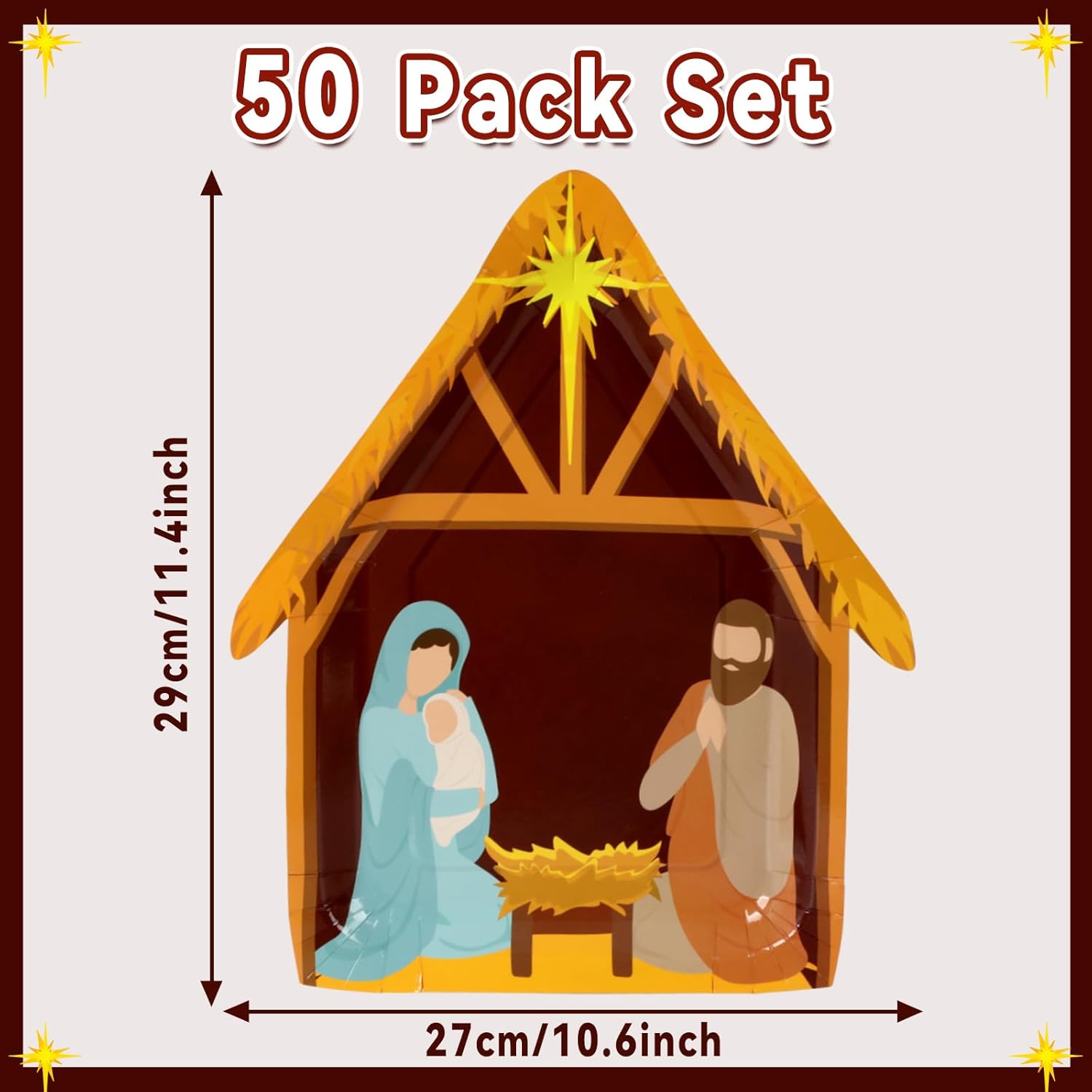PYYAN-50PCS Christmas Nativity Paper Plates Jesus Religious themed ...