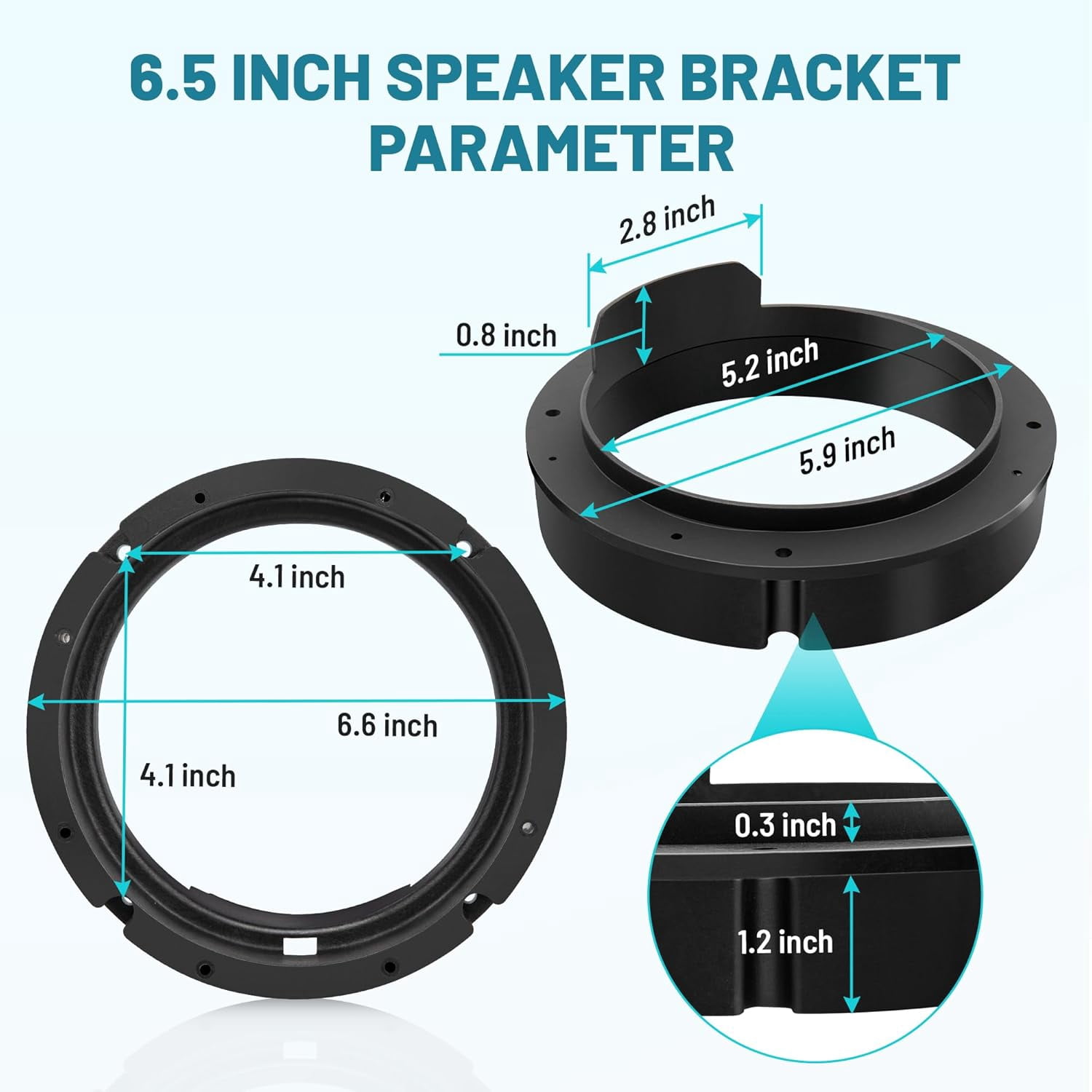 PYYAN-6.5 Inch Speaker Adapters Plate Spacer for VW 1999-2019, Porsche ...