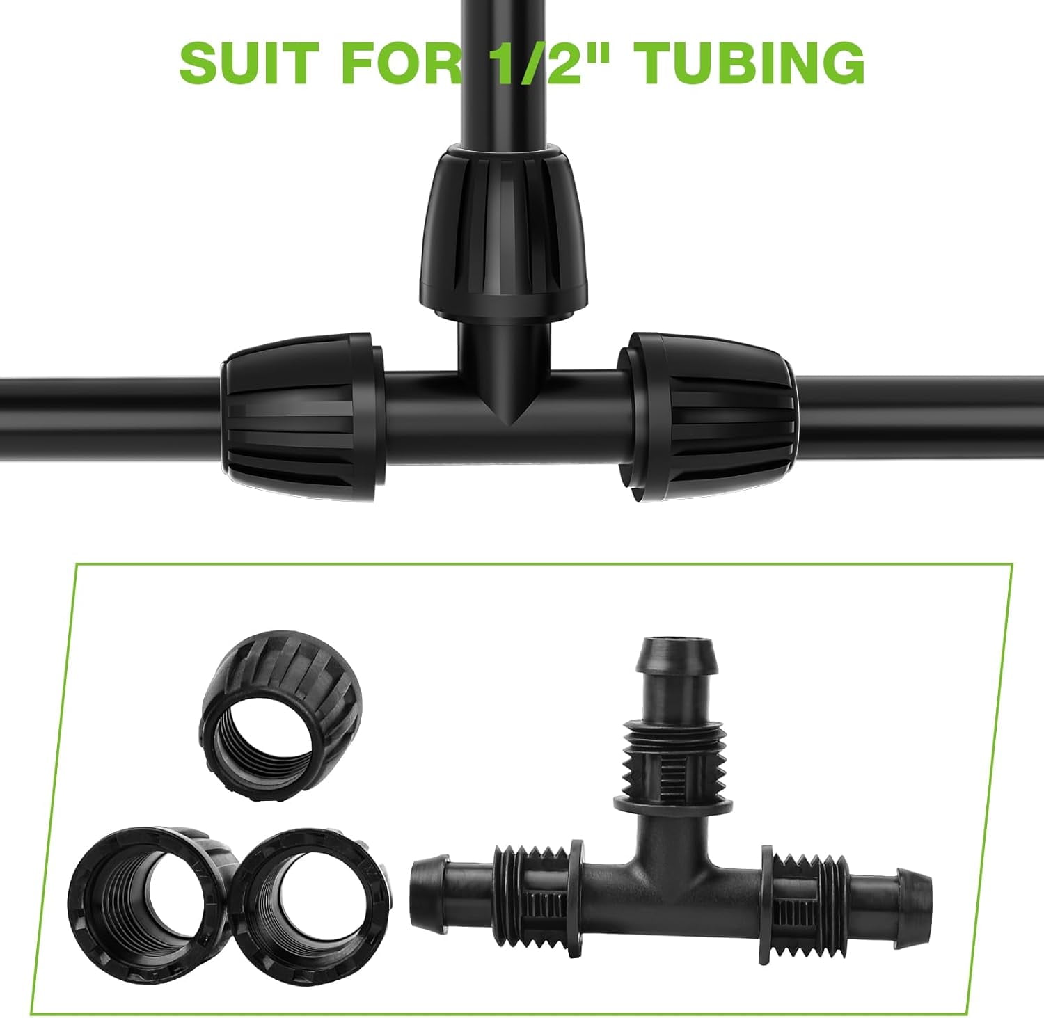 PYYAN-6 Pack 1/2 Inch Drip Irrigation Tee Connectors, Barbed Lock ...