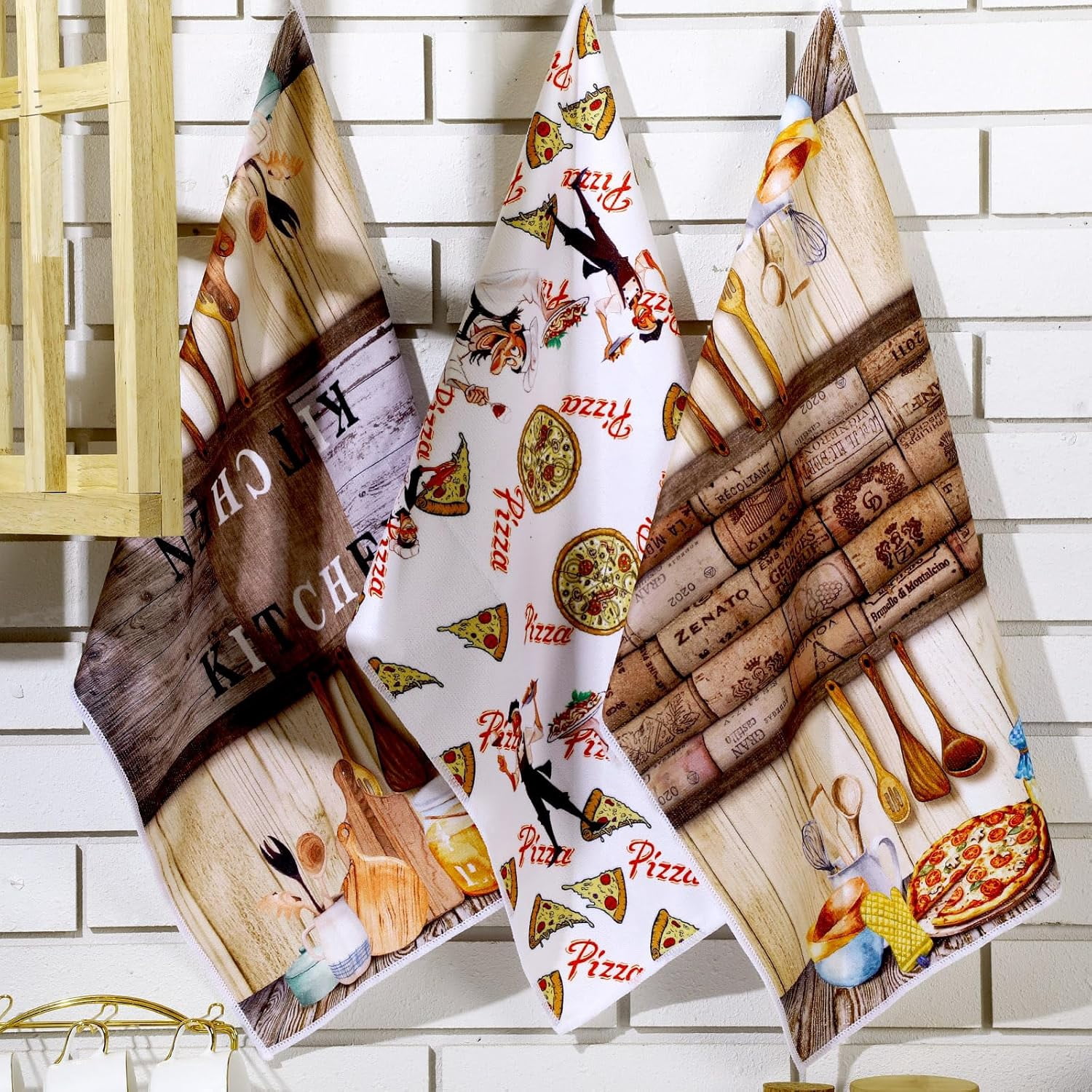 PYYAN-6 Pcs Funny Chef Kitchen Towels Pizza Food Dish Towers Chubby ...