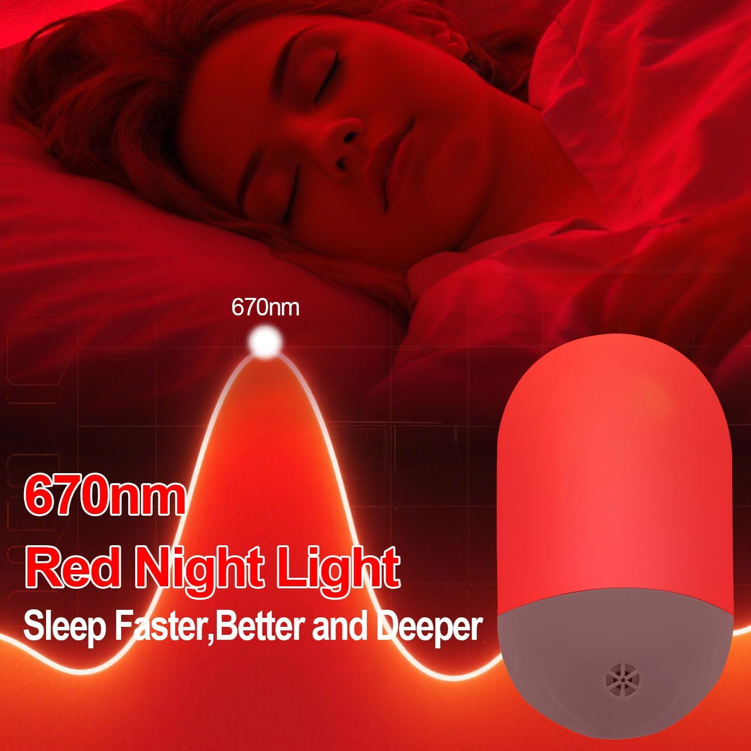 PYYAN-670nm Red Light Night Light for Sleep Therapy[3 Pack] - Auto On ...