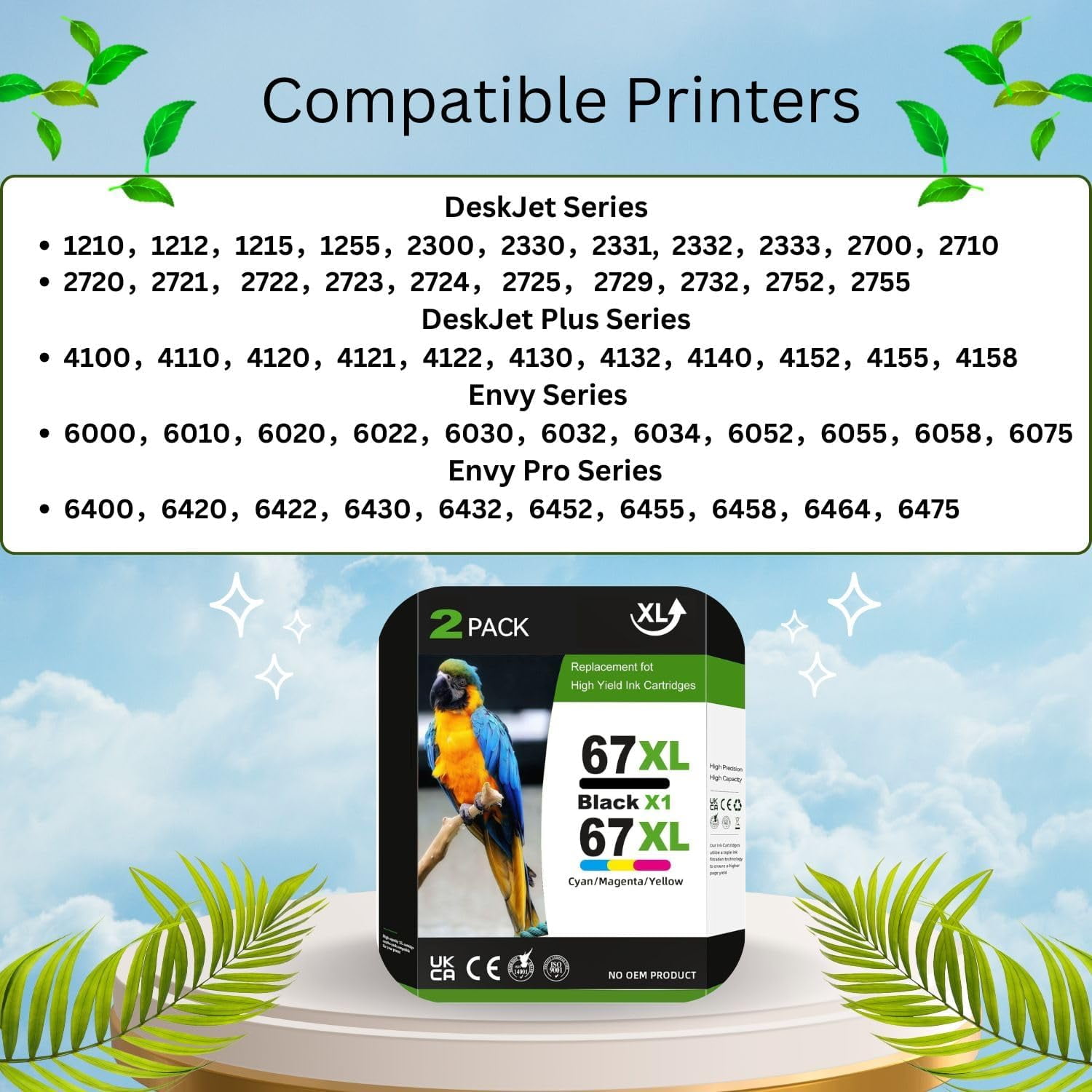 PYYAN-67XL Ink Cartridge for HP Ink 67 Compatible for Deskjet 2755e Ink ...