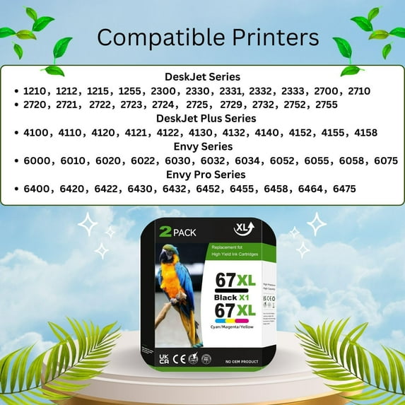 PYYAN-67XL Ink Cartridge for HP Ink 67 Compatible for Deskjet 2755e Ink ...