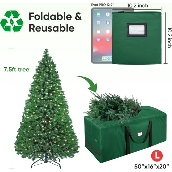 PYYAN-7.5 ft Christmas Tree Storage Bag, Heavy Duty 900D Oxford Fabric ...