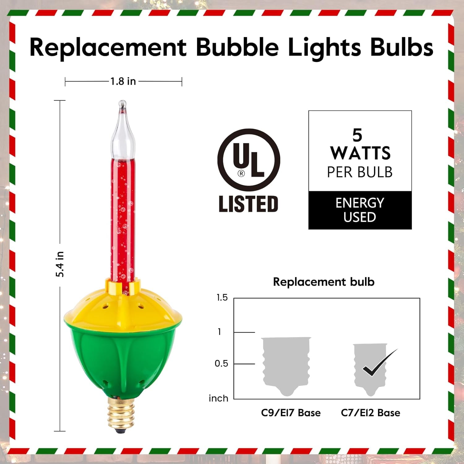 PYYAN-7 Pack Bubble Lights Replacement Bulbs, Traditional Christmas ...