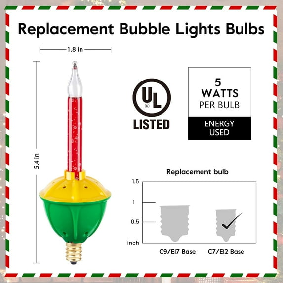 PYYAN-7 Pack Bubble Lights Replacement Bulbs, Traditional Christmas ...