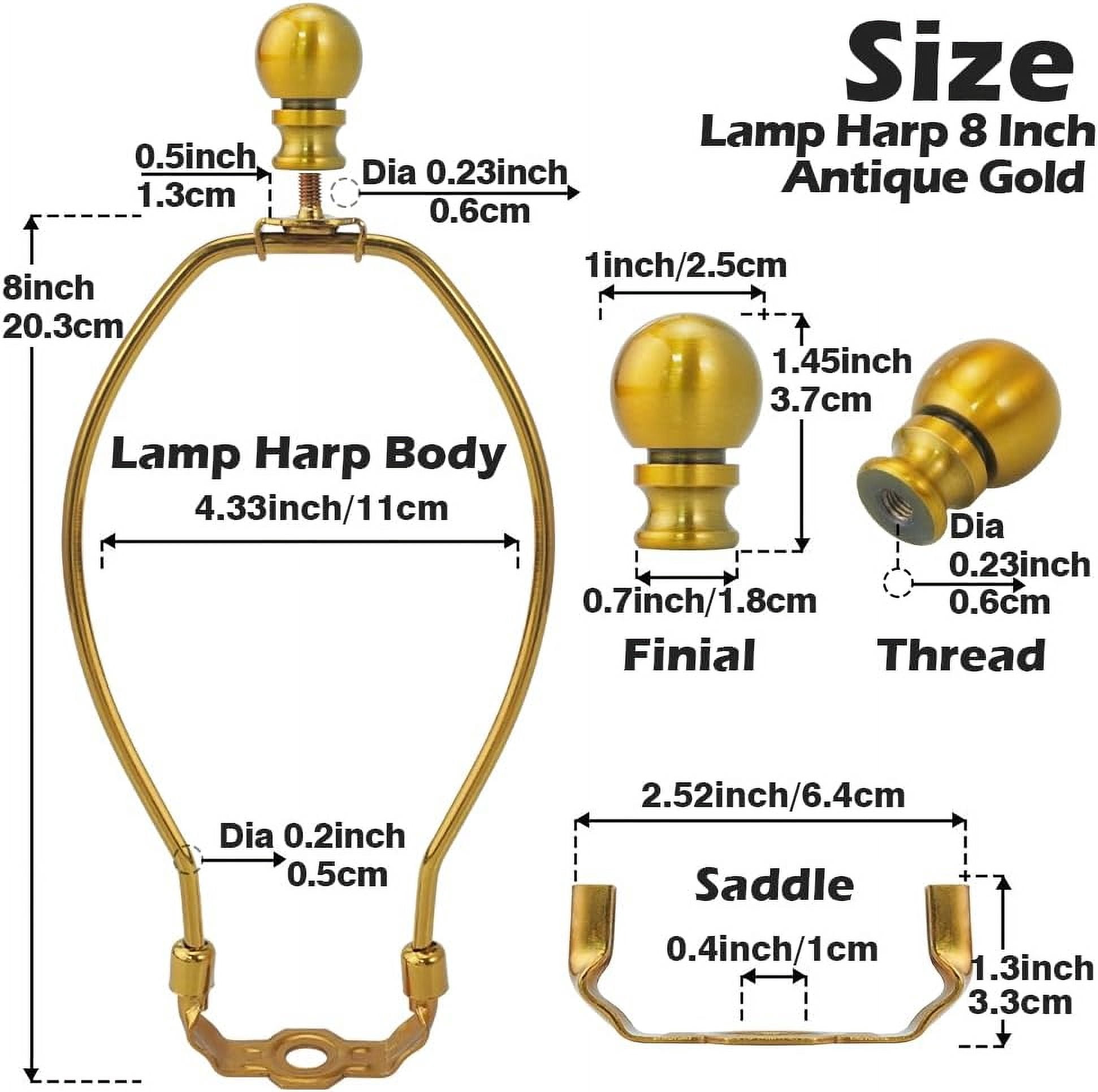 PYYAN-8 Inch Lamp Harp, Antique Gold 2 Set Lamp Harps and Finial, Metal ...
