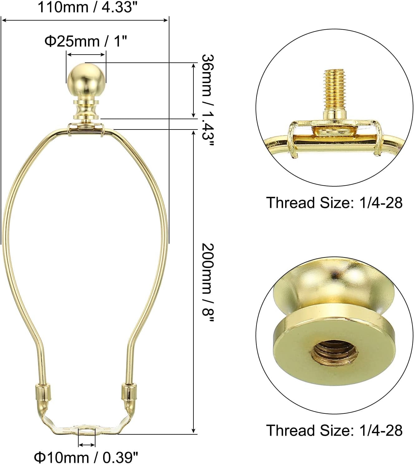 PYYAN-8 Inch Lamp Harp Kit with Finial, 2 Set Detachable Lamp Shade ...