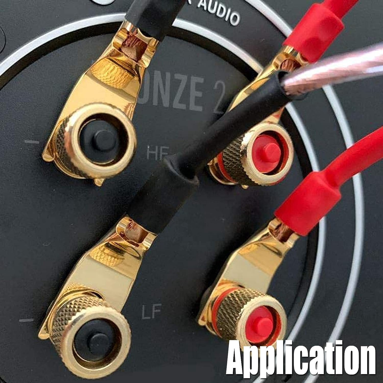 PYYAN-8 Pcs Speaker Spade Connectors Pure Copper Gold Plated Y Plug 45 ...