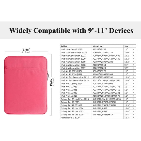 PYYAN-9-11" Tablet Sleeve Bag for iPad 11-inch A16 2025, iPad 10.9"/10. ...