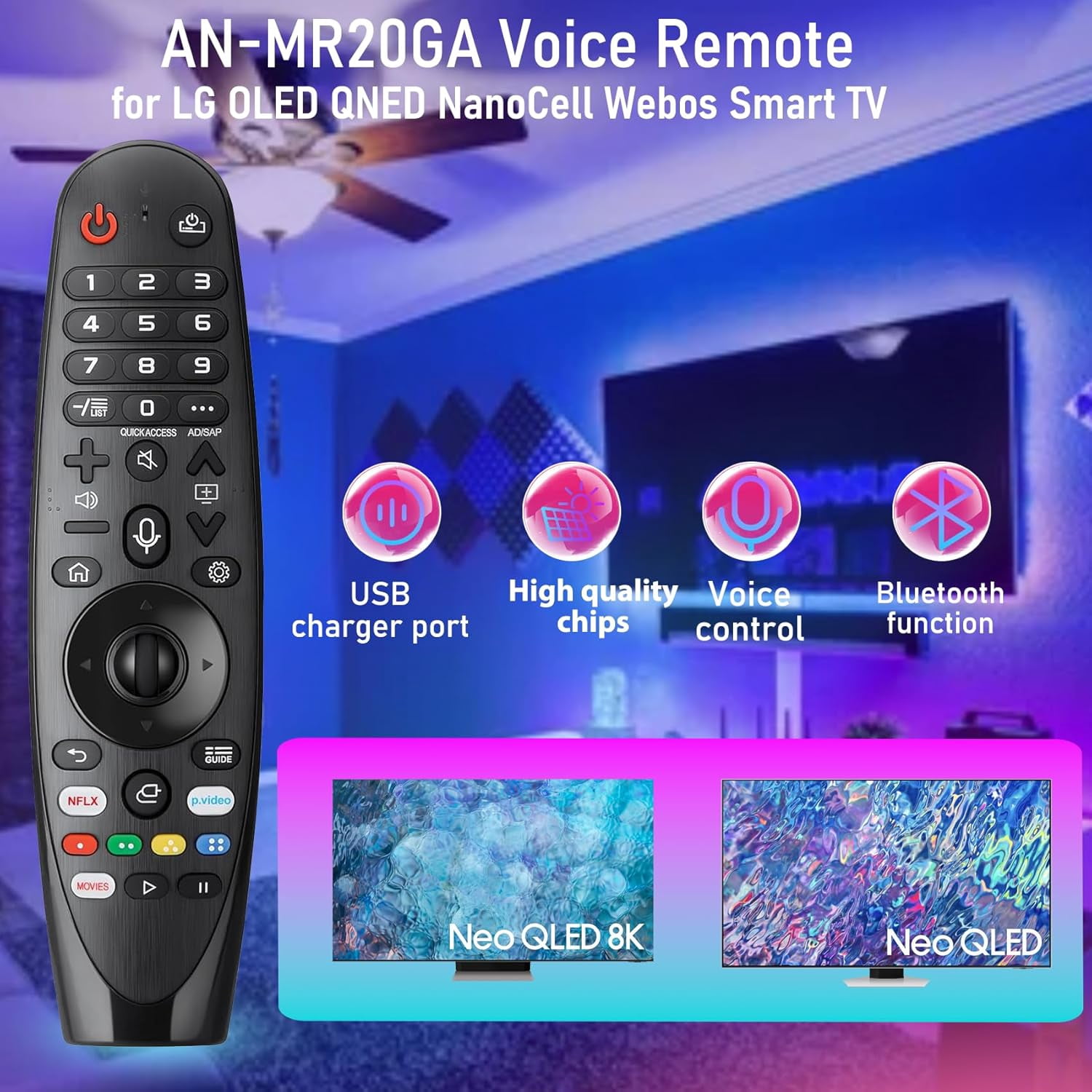 PYYAN-AN-MR20GA Voice Magic Remote Replacement for LG Smart OLED QNED ...