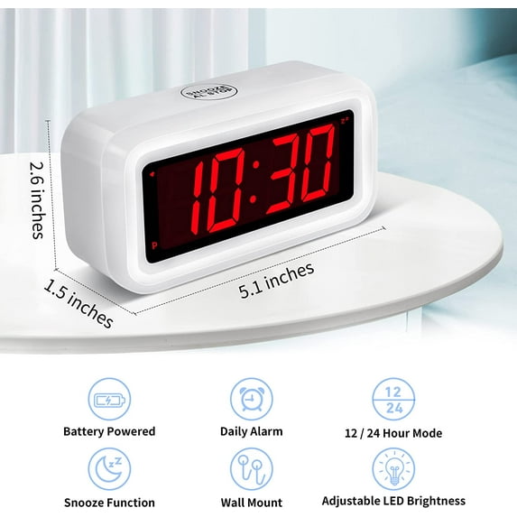PYYAN-Alarm Clock, Digital Clock, Auto Night-Mode, 3-Level Led ...