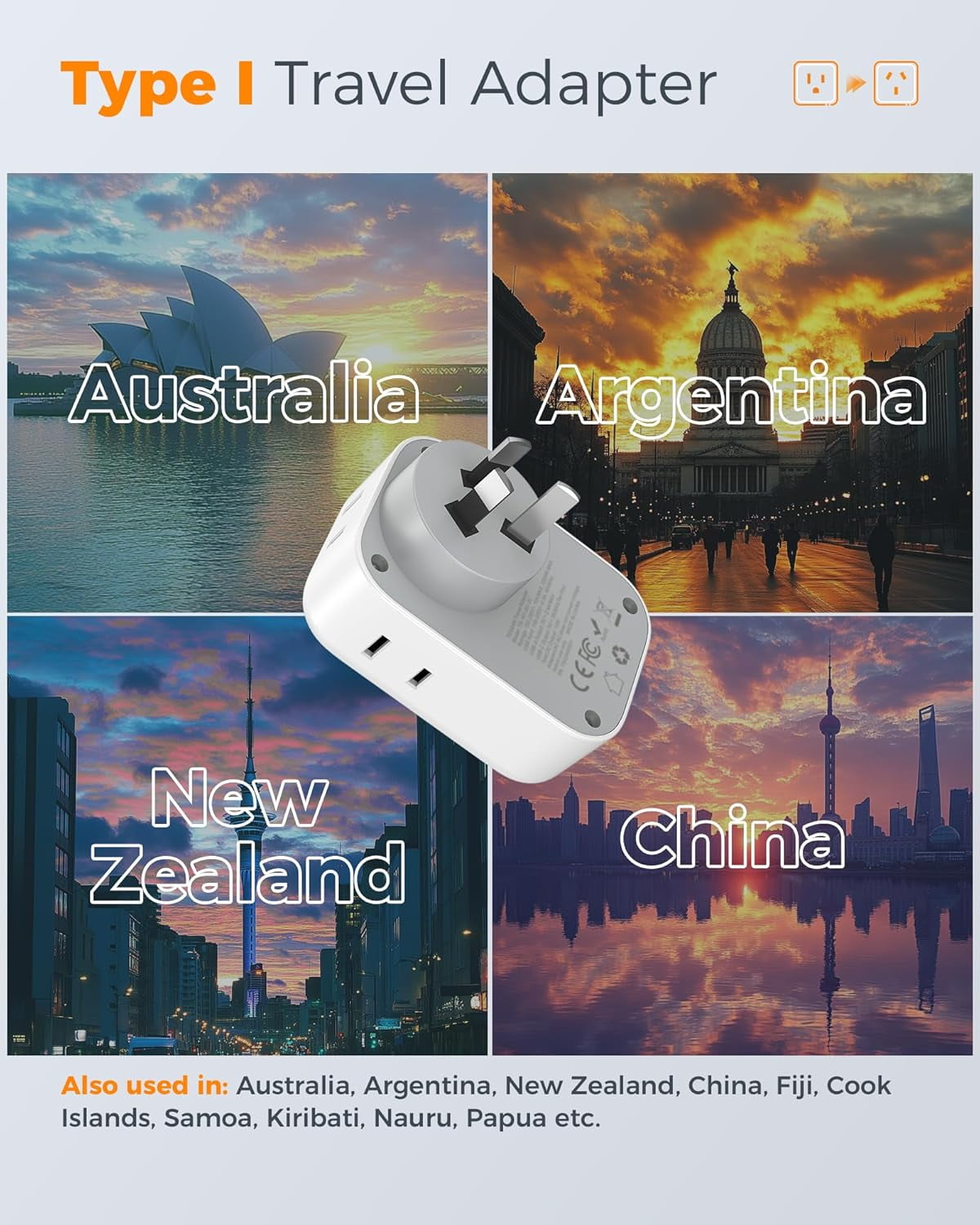 PYYAN-Australia Plug Adapter 2 Pack, New Zealand Power Adapter with 4 ...