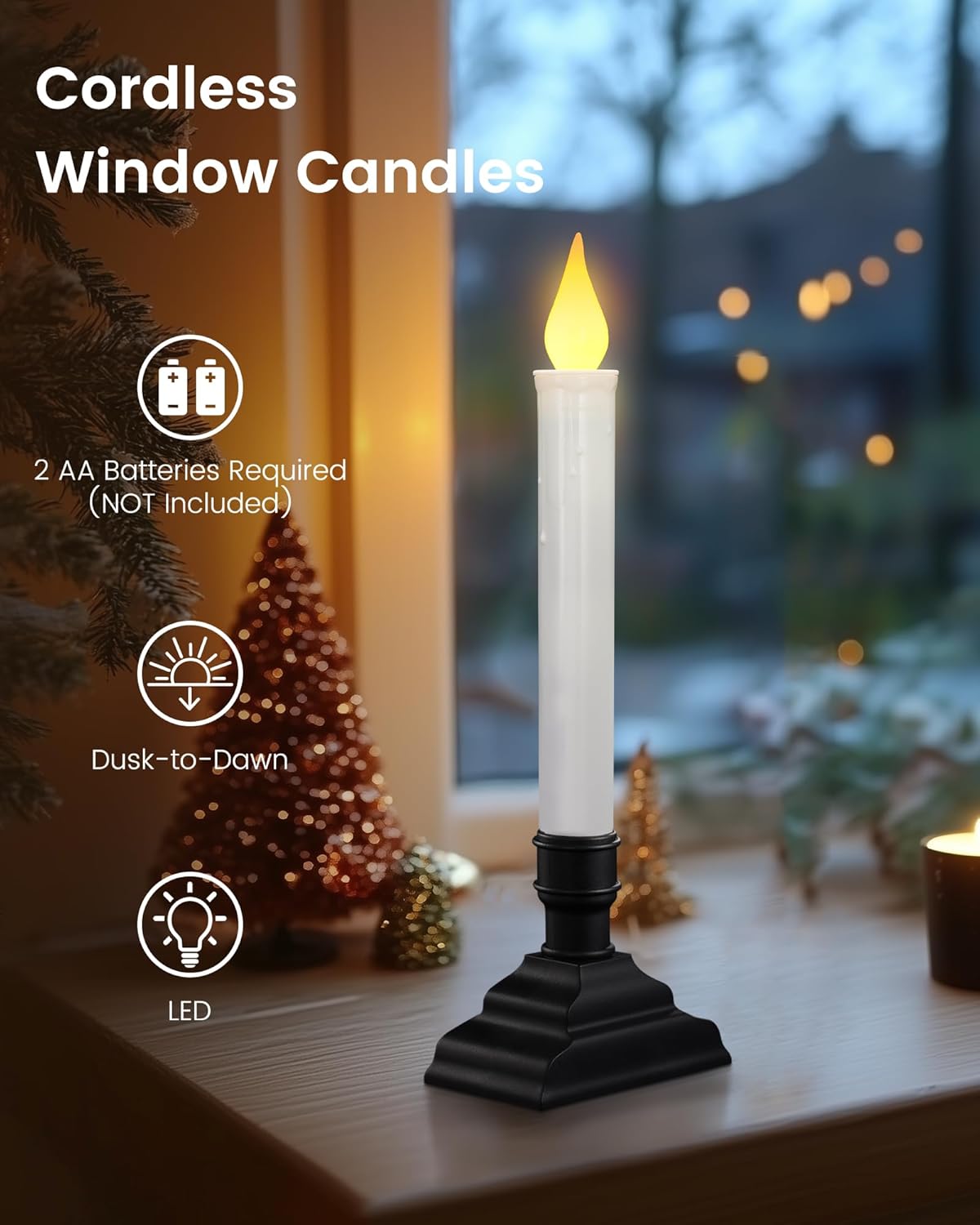 PYYAN-Battery Operated Christmas Window Candles, Dusk-to-Dawn Window ...