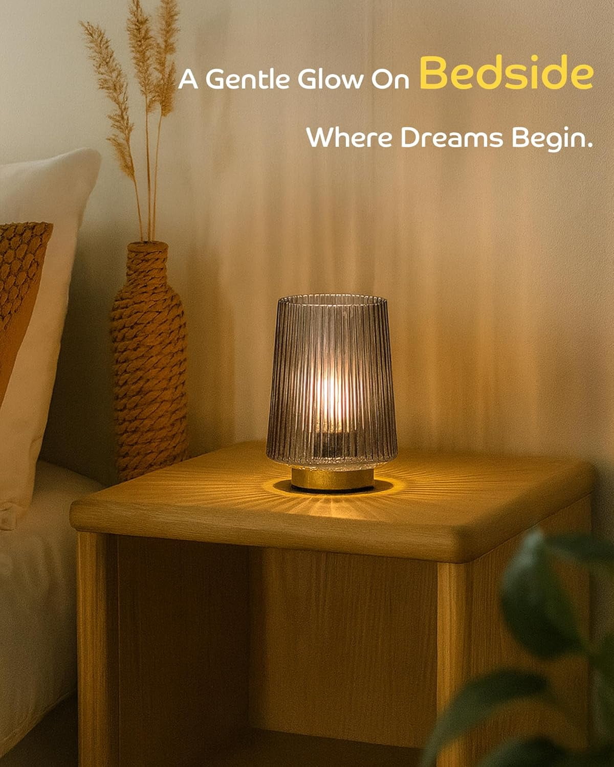 PYYAN-Battery Operated Lamp with Timer, Small Cozy Table Lamp for Dorm ...