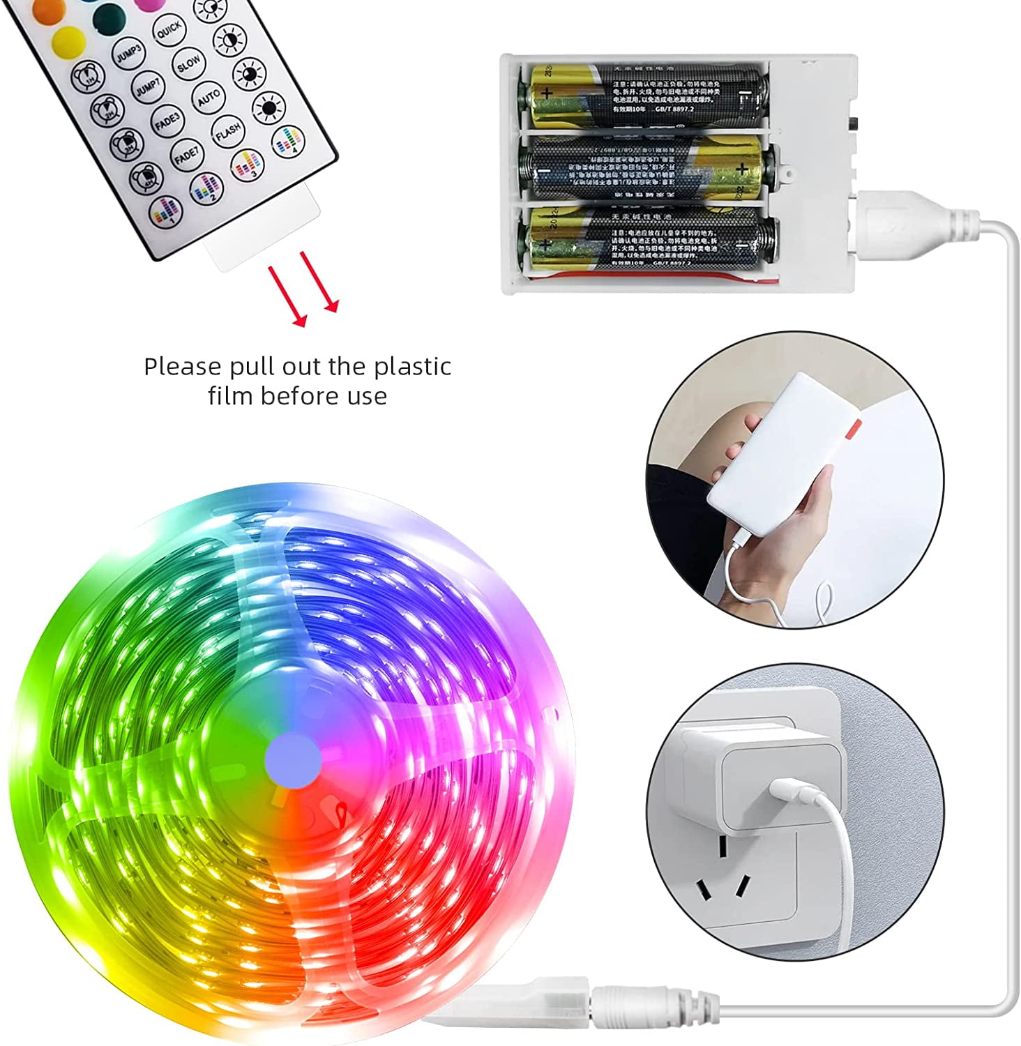 PYYAN-Battery Powered LED Strip Lights 13.2ft, LED Lights Battery ...