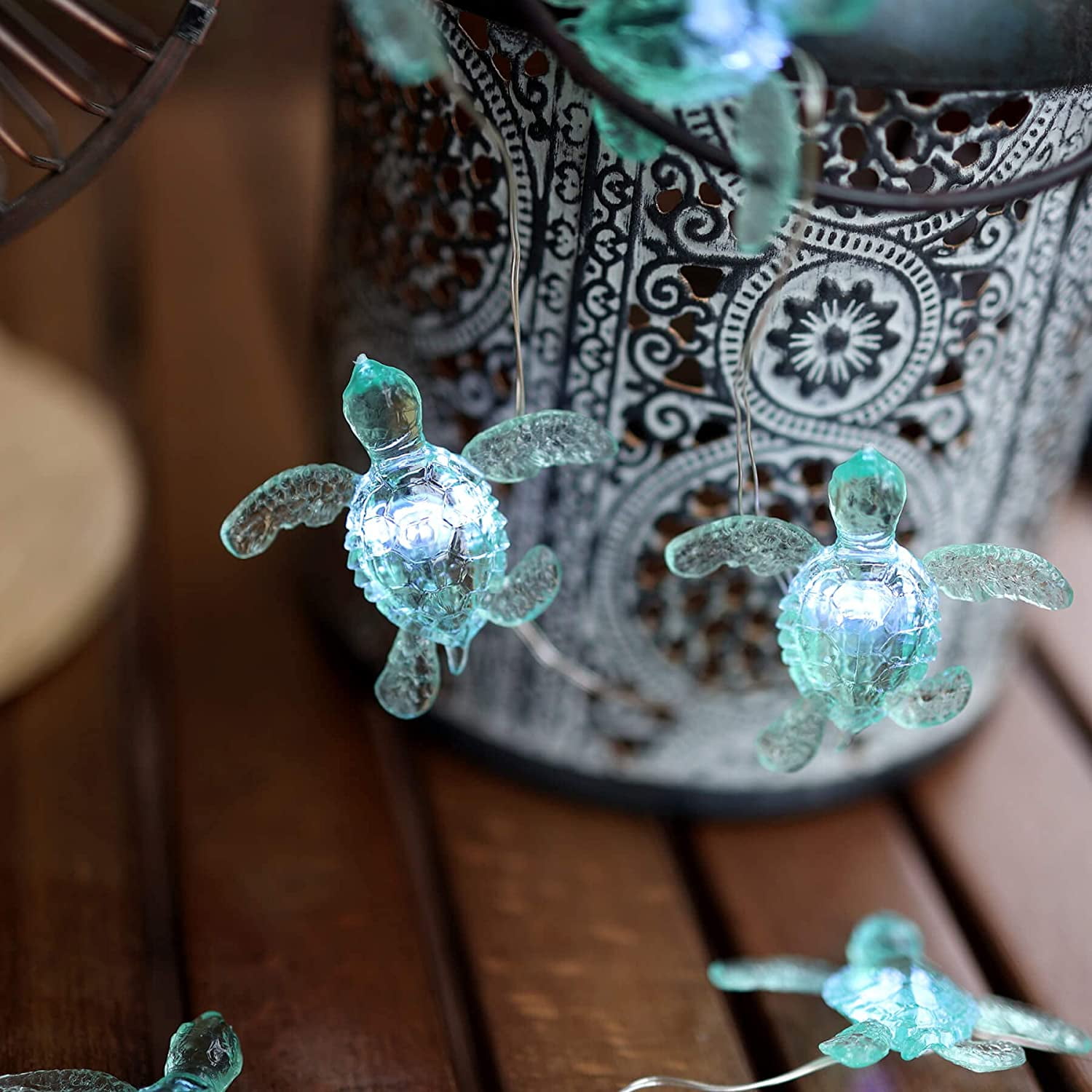 PYYAN-Beach Theme Cute Green Sea Turtle String Lights Ocean Fairy ...
