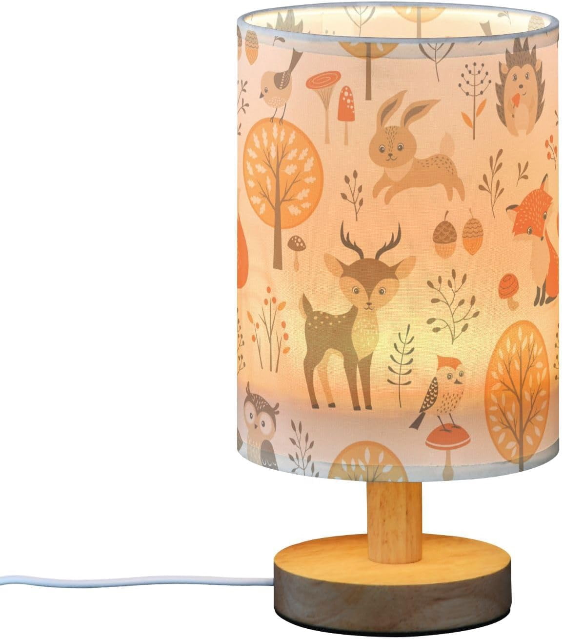 PYYAN-Bedside Table Lamp Woodland Animals Nightstand Lamp with Wood Fox ...
