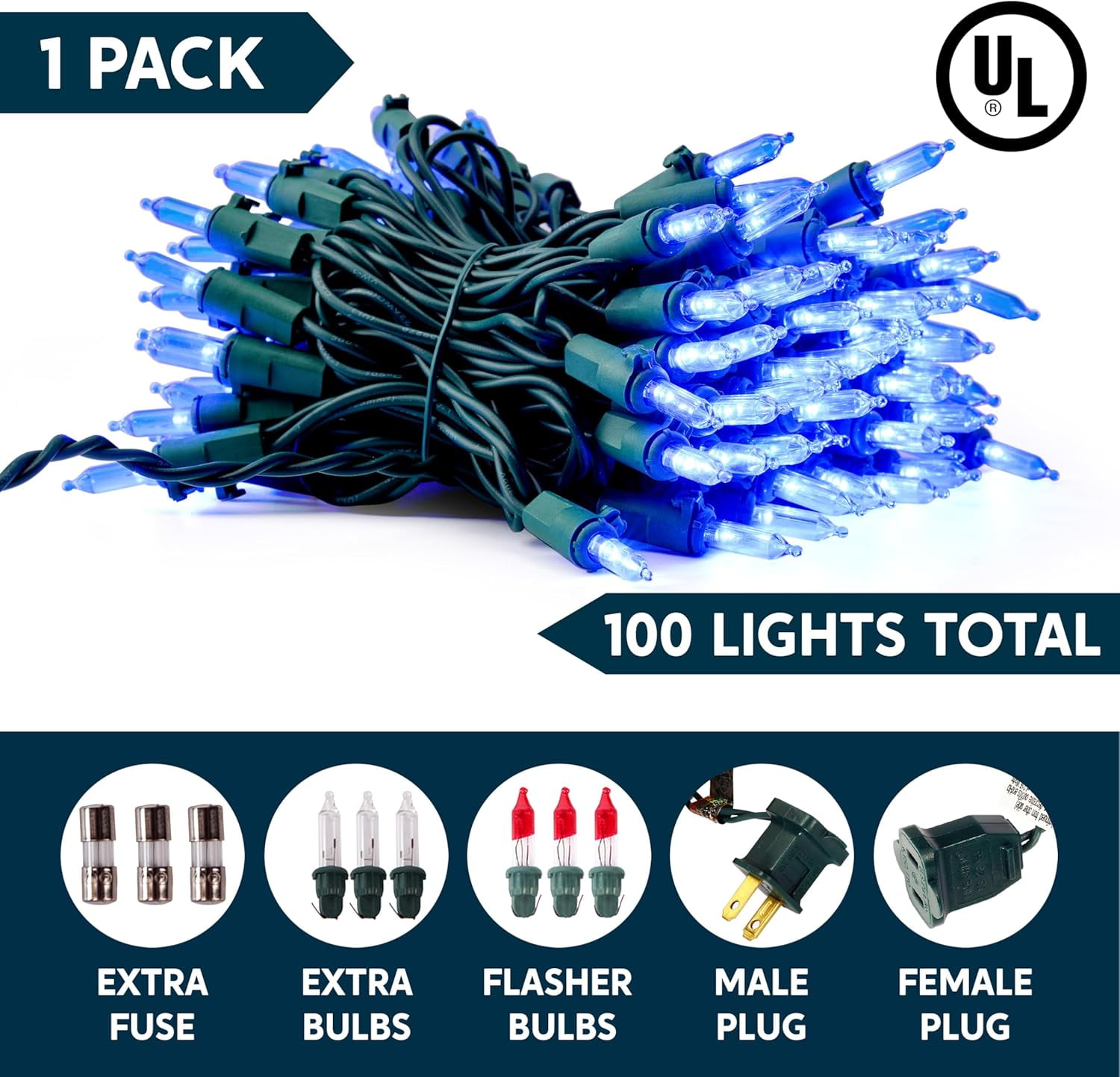 PYYAN-Blue LED Christmas String Lights,100 Count Mini Fairy Light with ...