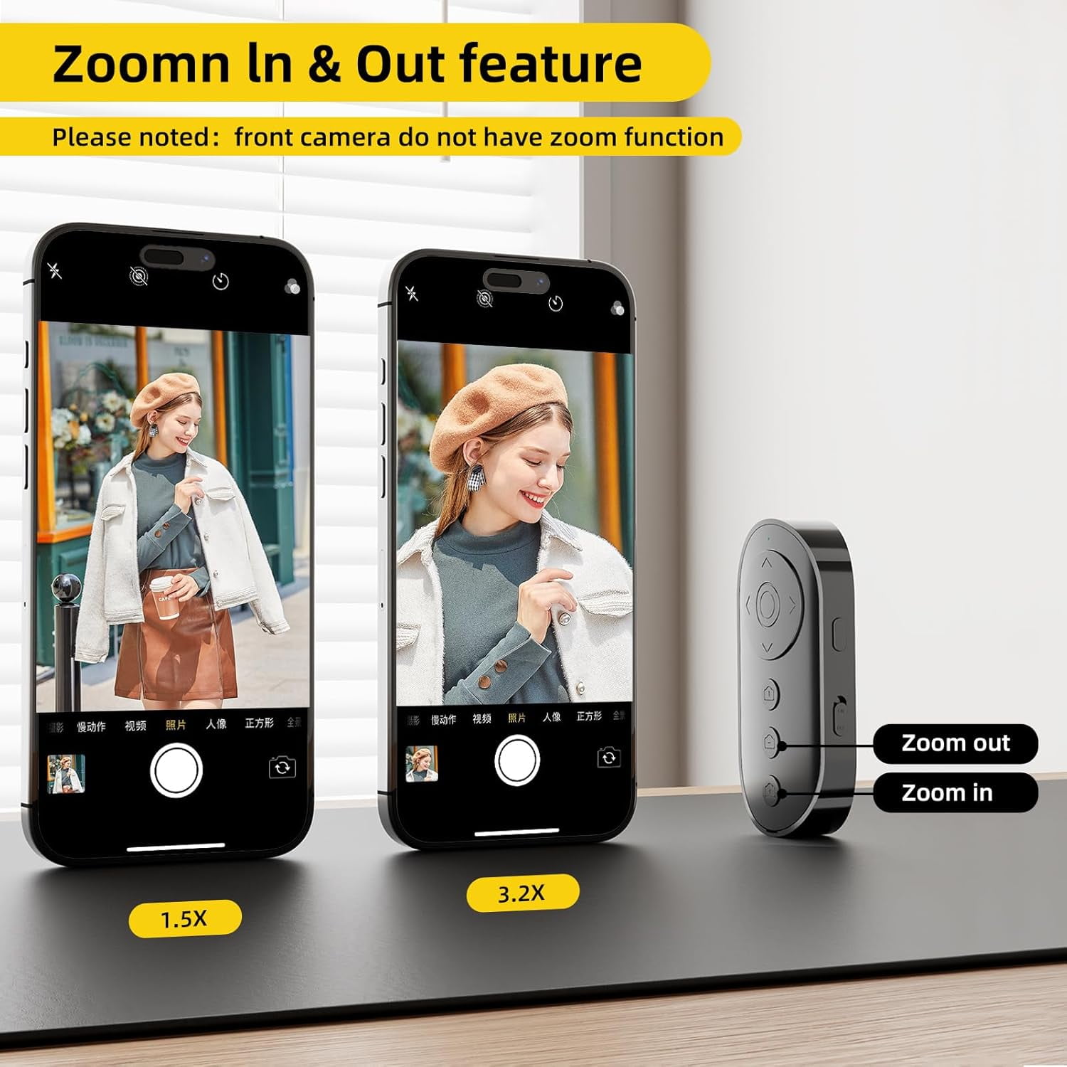 PYYAN-Bluetooth Camera Remote Shutter with Zoom and Camera Switch for ...