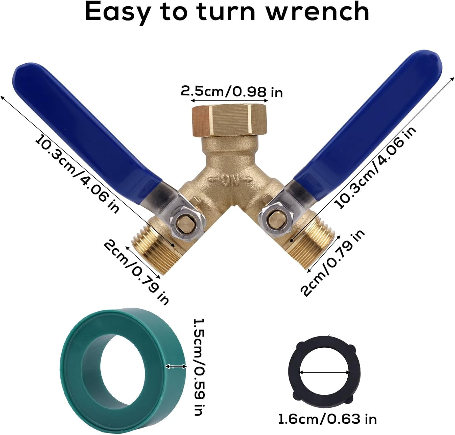 PYYAN-Brass Hose Splitter, Double Outlet Garden Faucet Splitter 2 Way ...