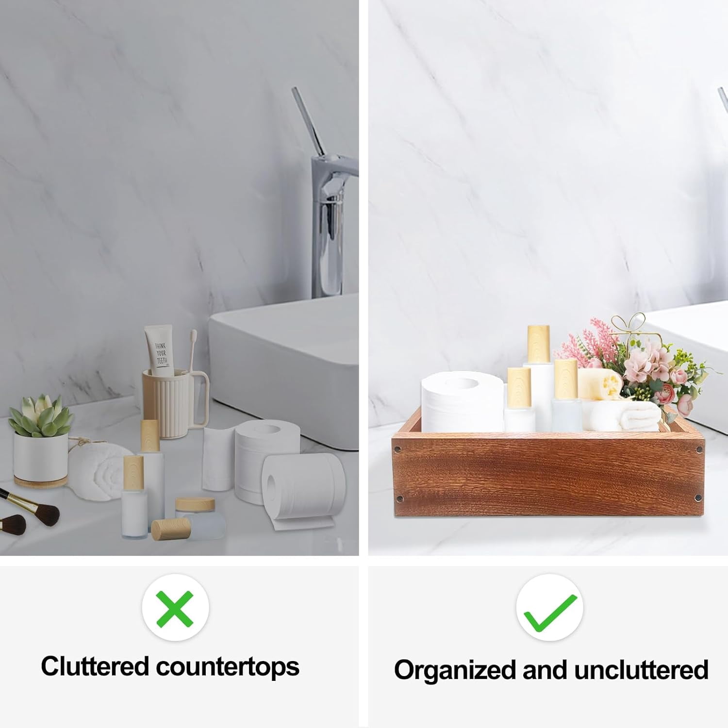 PYYAN-Brown Bathroom Decor Box for Toilet Paper Storage, Wooden ...