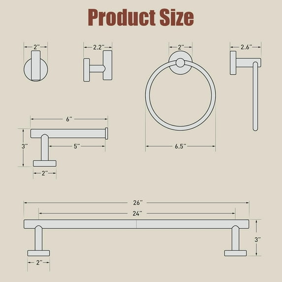 PYYAN-Brushed Gold Towel Bar Set, 24 Inch Bathroom Accessories Set ...