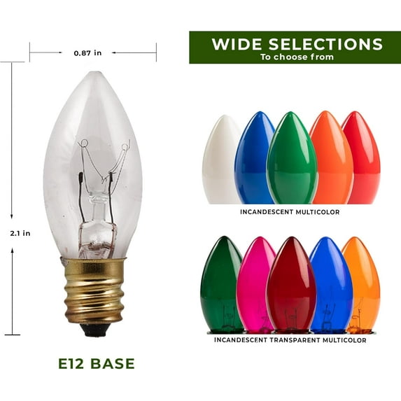 PYYAN-C7 26ft Indoor/Outdoor Clear Incandescent Christmas String Lights ...