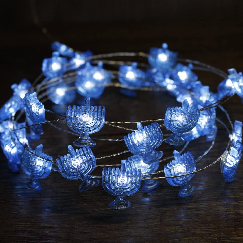 PYYAN-Chanukah Decorative String Lights, 10ft 40 LED Hanukkah Menorah ...