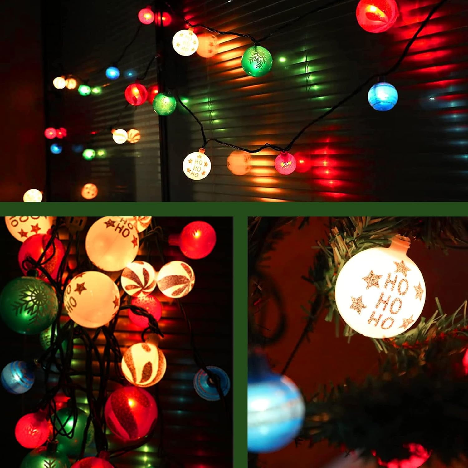 PYYAN-Christmas Ball Ornament Lights, 28ft 25 Bulbs Tree String Lights ...