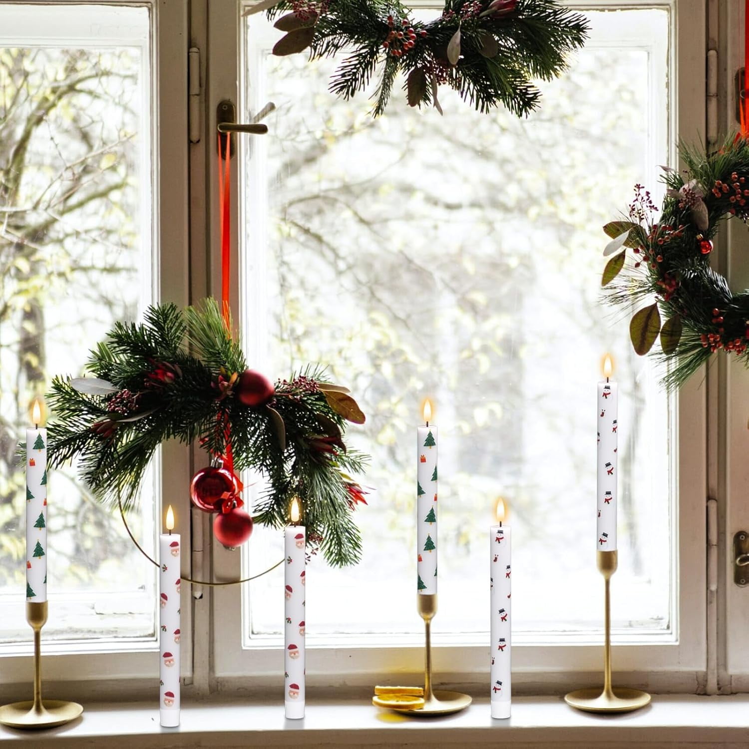 PYYAN-Christmas Flameless Taper Candles with Remote Timer, 6 Pcs ...