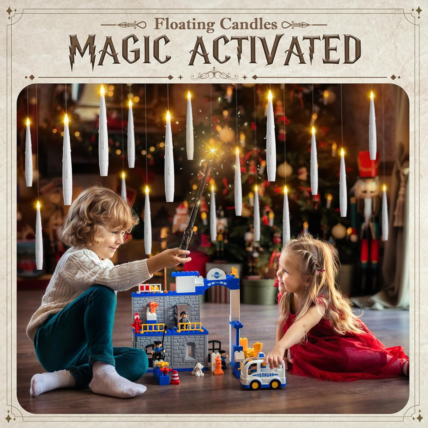PYYAN-Christmas Floating Candles with Wand, 20 Pack Flameless Candles ...