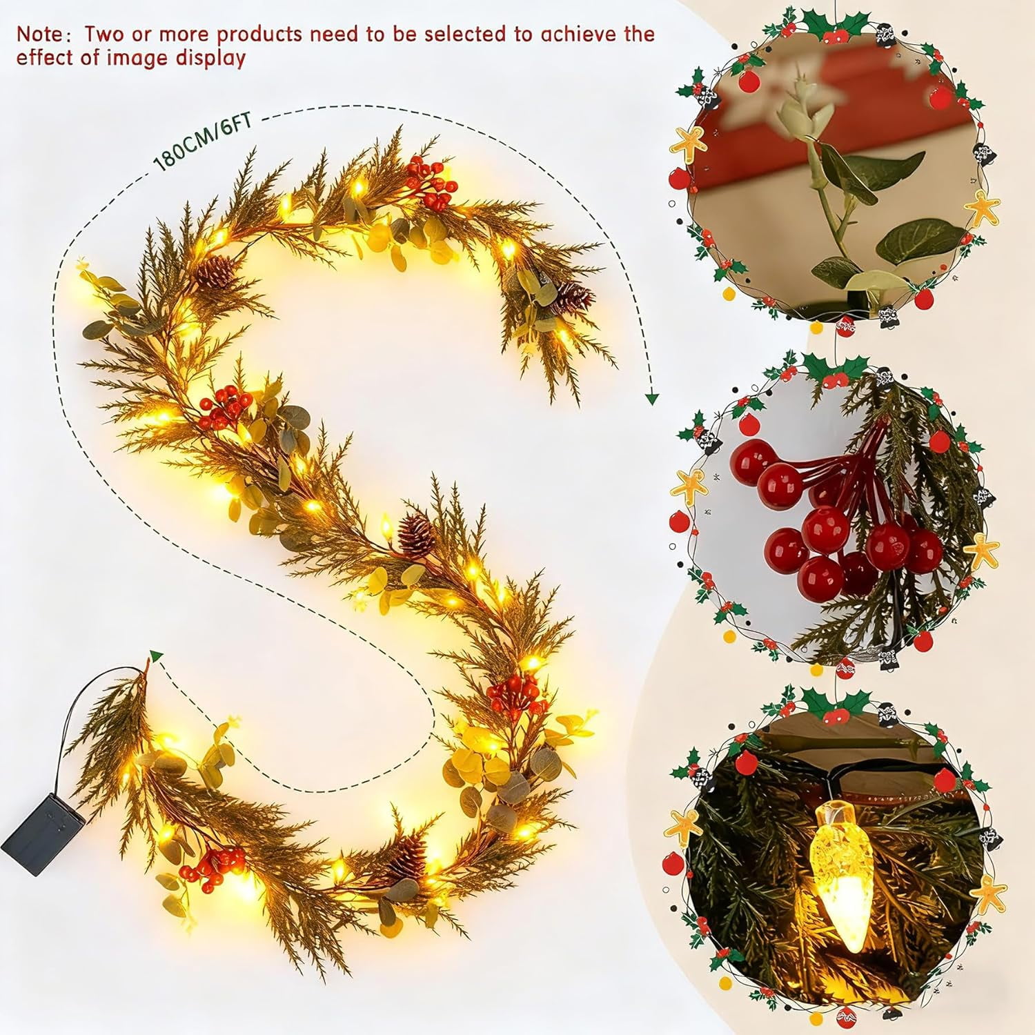 PYYAN-Christmas Garlands with Light Lighted Christmas Garlands light up ...