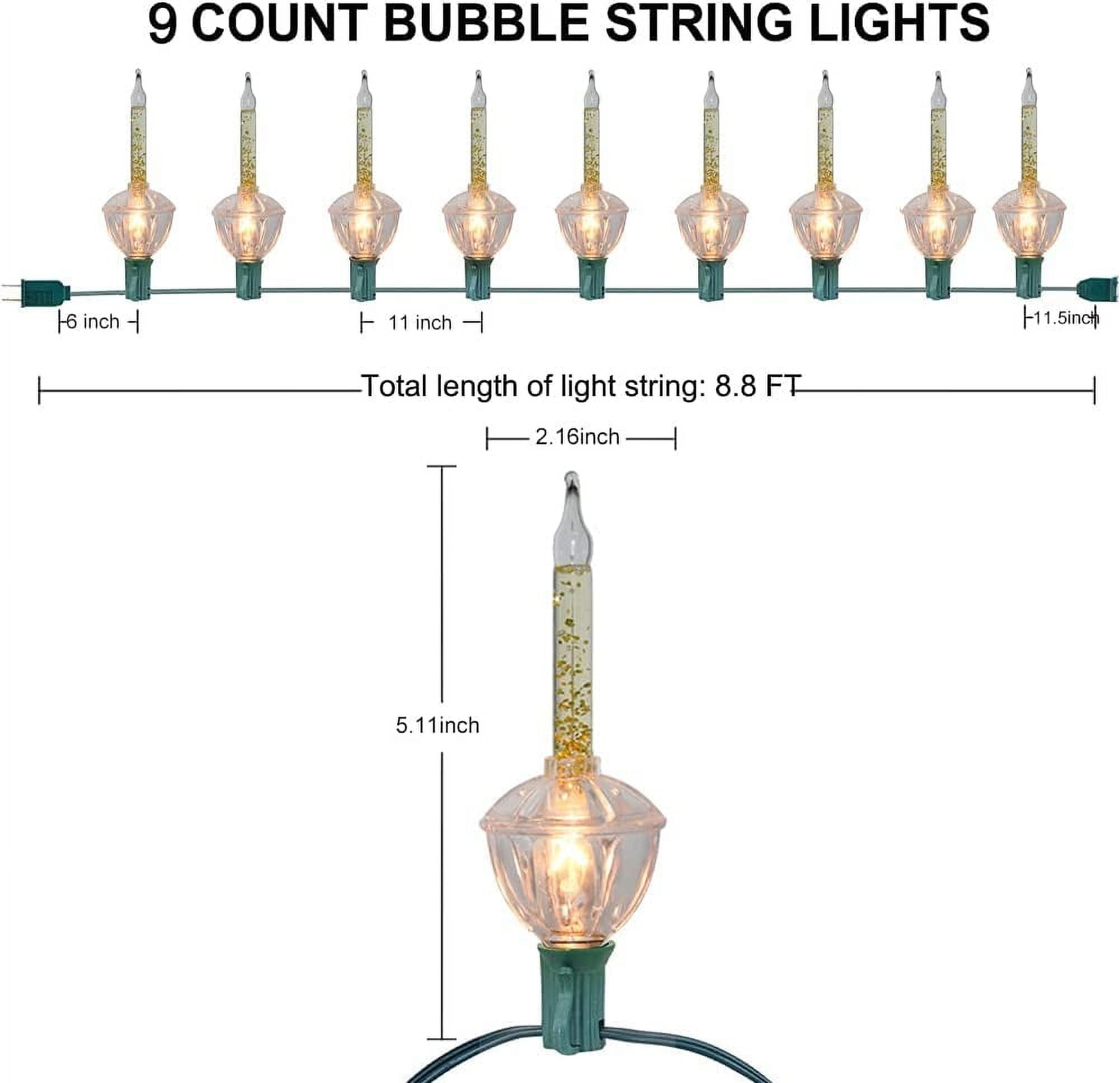 PYYAN-Christmas Gold Bubble Lights, 8.8 Ft Traditional Outdoor Bubble ...
