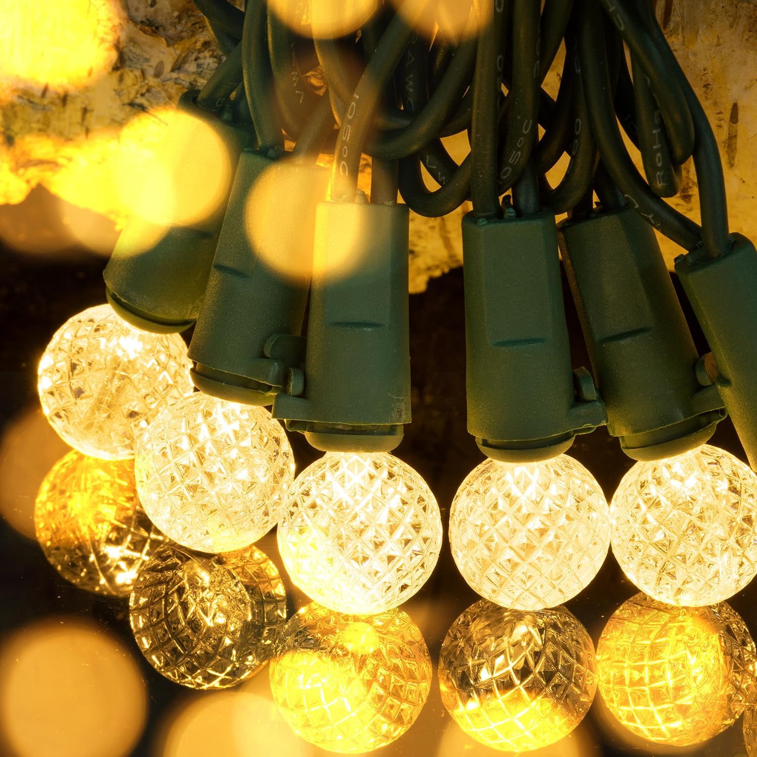 PYYAN-Christmas Lights Outdoor Faceted G15 50 LED 17ft Plug in Mini ...