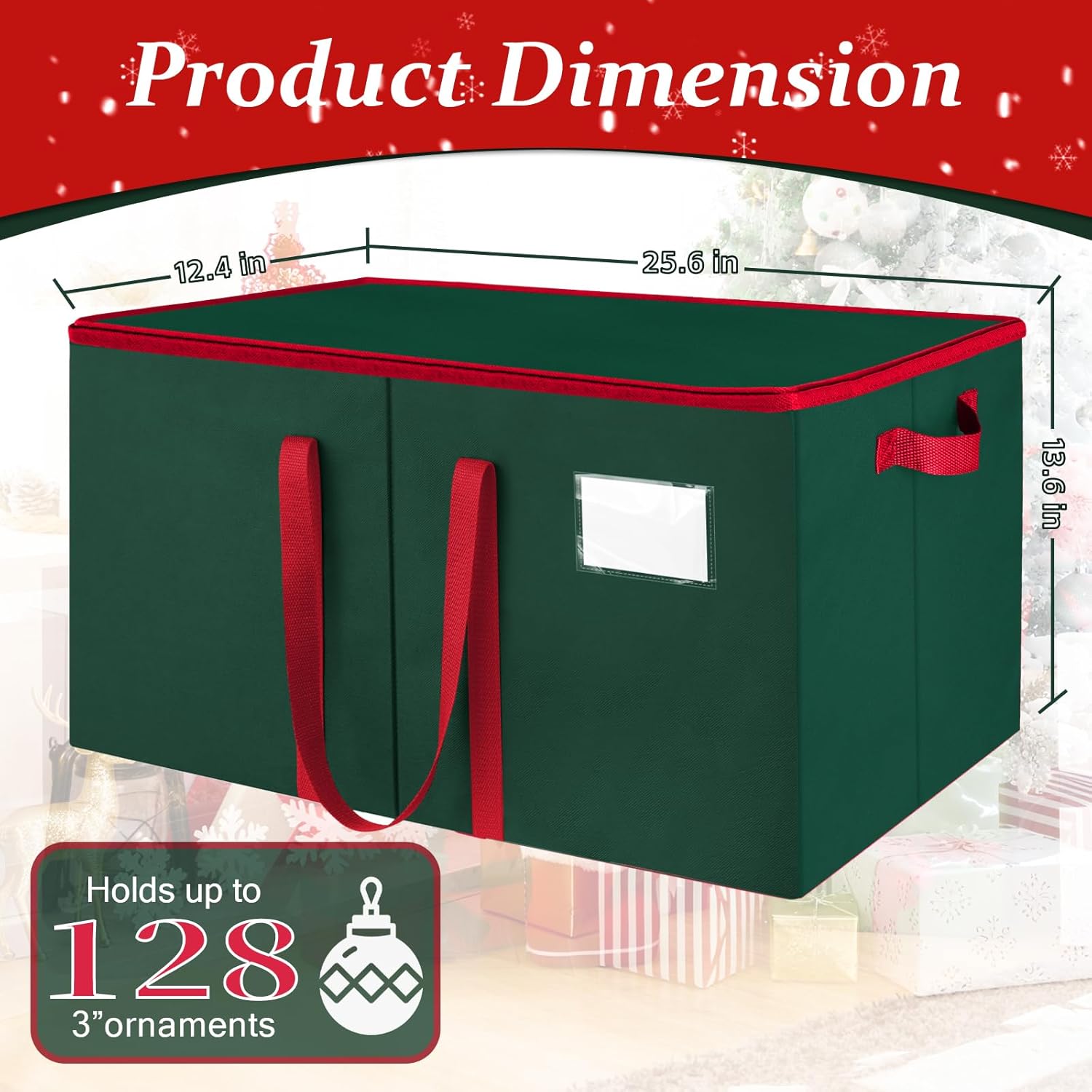 PYYAN-Christmas Ornament Storage Box, Holds Up to 128 Ornaments with ...