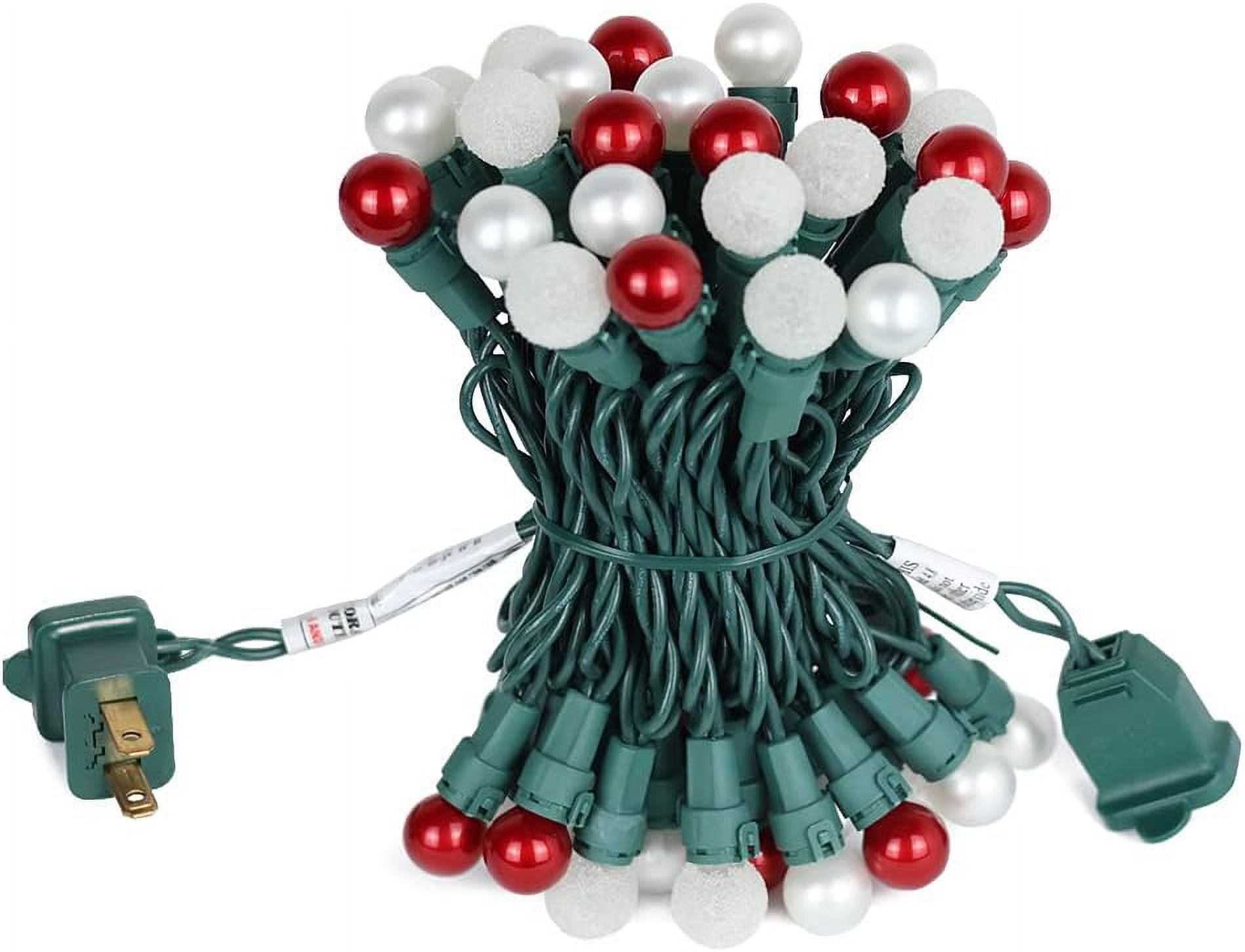 PYYAN-Christmas String Lights 50 LED Warm White & Red Color G15 Glass ...