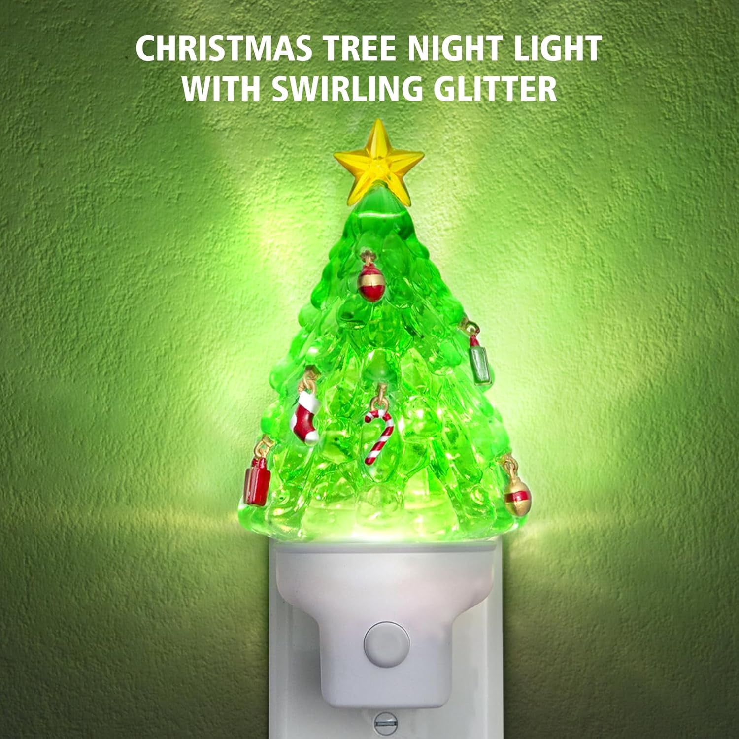 PYYAN-Christmas Tree Night Light with Swirling Glitter, Plug-in Wall ...