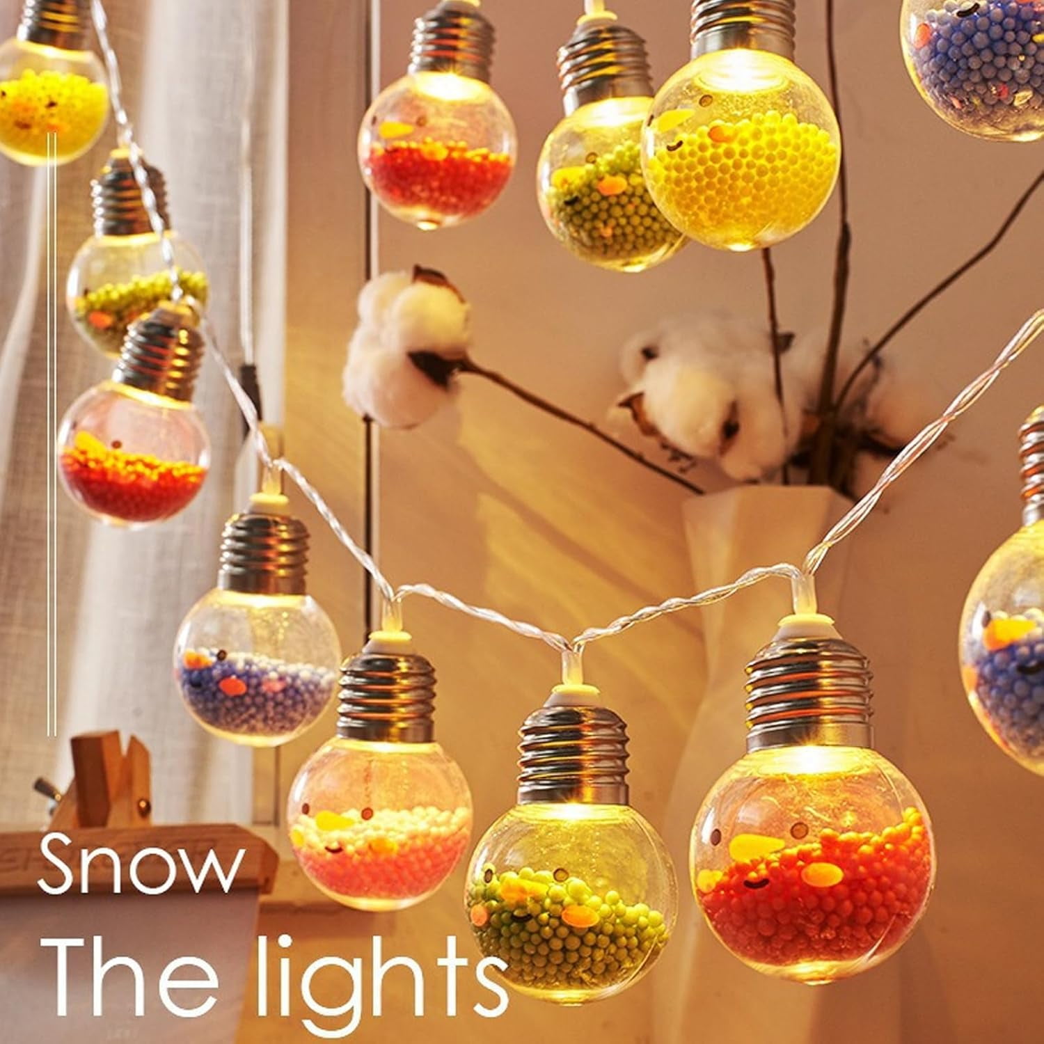 PYYAN-Christmas Tree String Lights -10 LED Colorful Foam Ball Bulbs,6ft ...