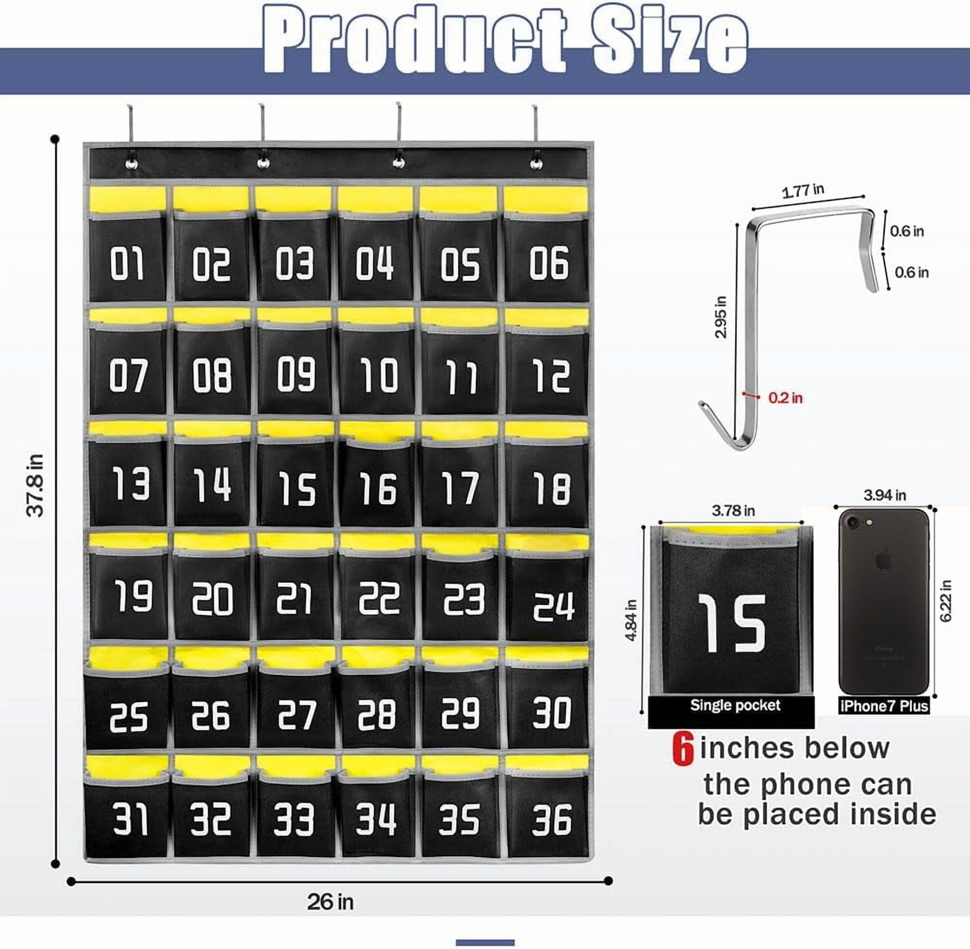 PYYAN-Classroom Accessories Closet Pocket Chart for Cell Phones Holder ...